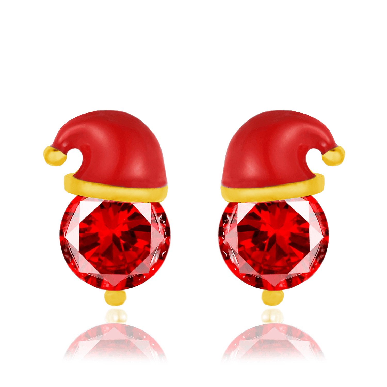 Gold & Red Crystal Santa Hat Earrings & Gold Colour Red Crystal ...