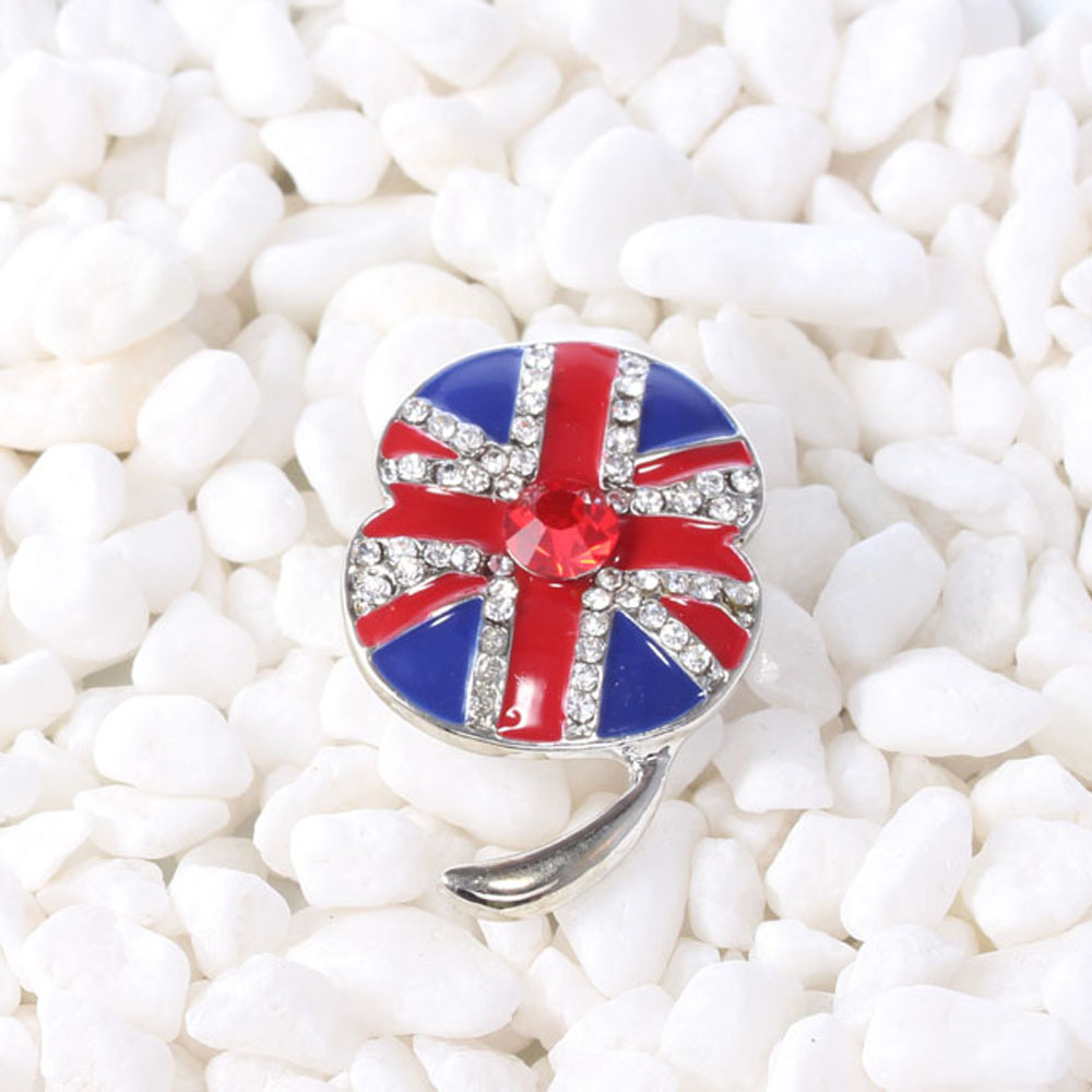 Sparkling Union Jack Poppy Brooch with Crystals – Gemnations