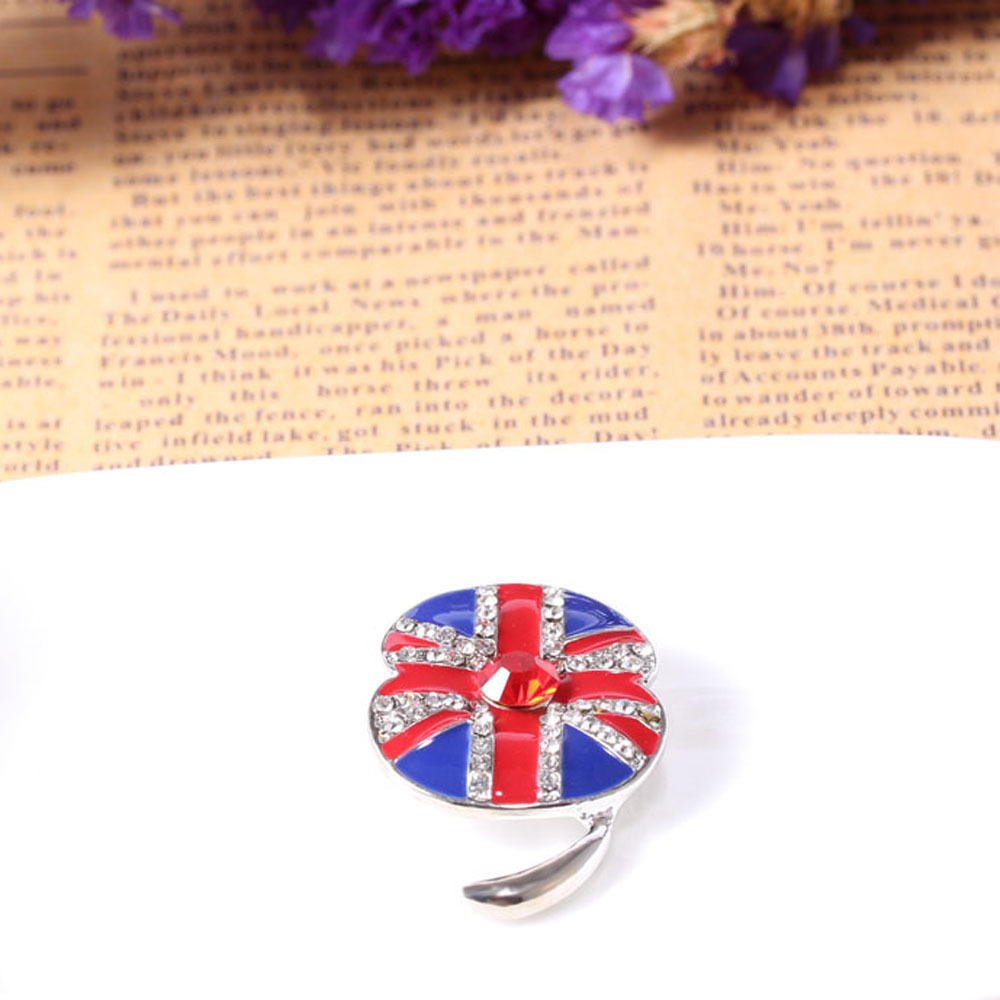 Sparkling Union Jack Poppy Brooch with Crystals – Gemnations