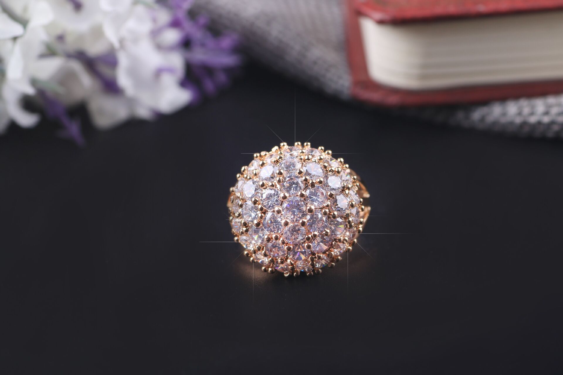 Gold Tone Solitaire Crystal Pendant Necklace and Cluster Round Clear ...